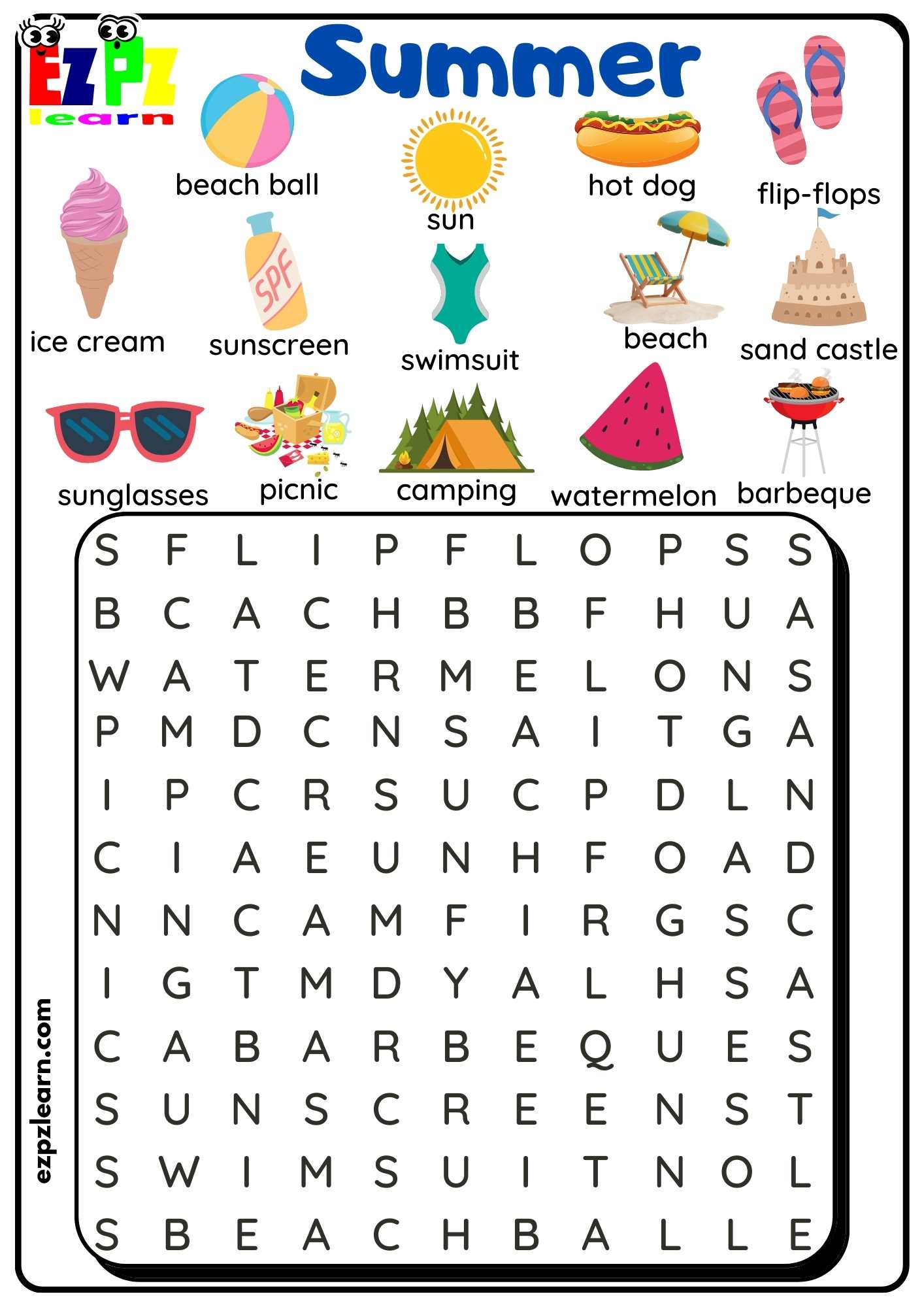Summer Word Search Free Pdf Download